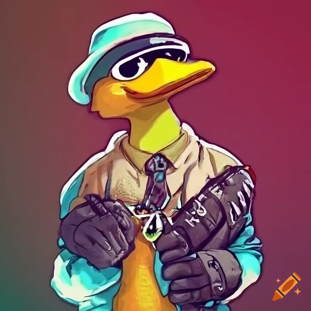 Anthropomorphic duck character with a cool thug style on Craiyon