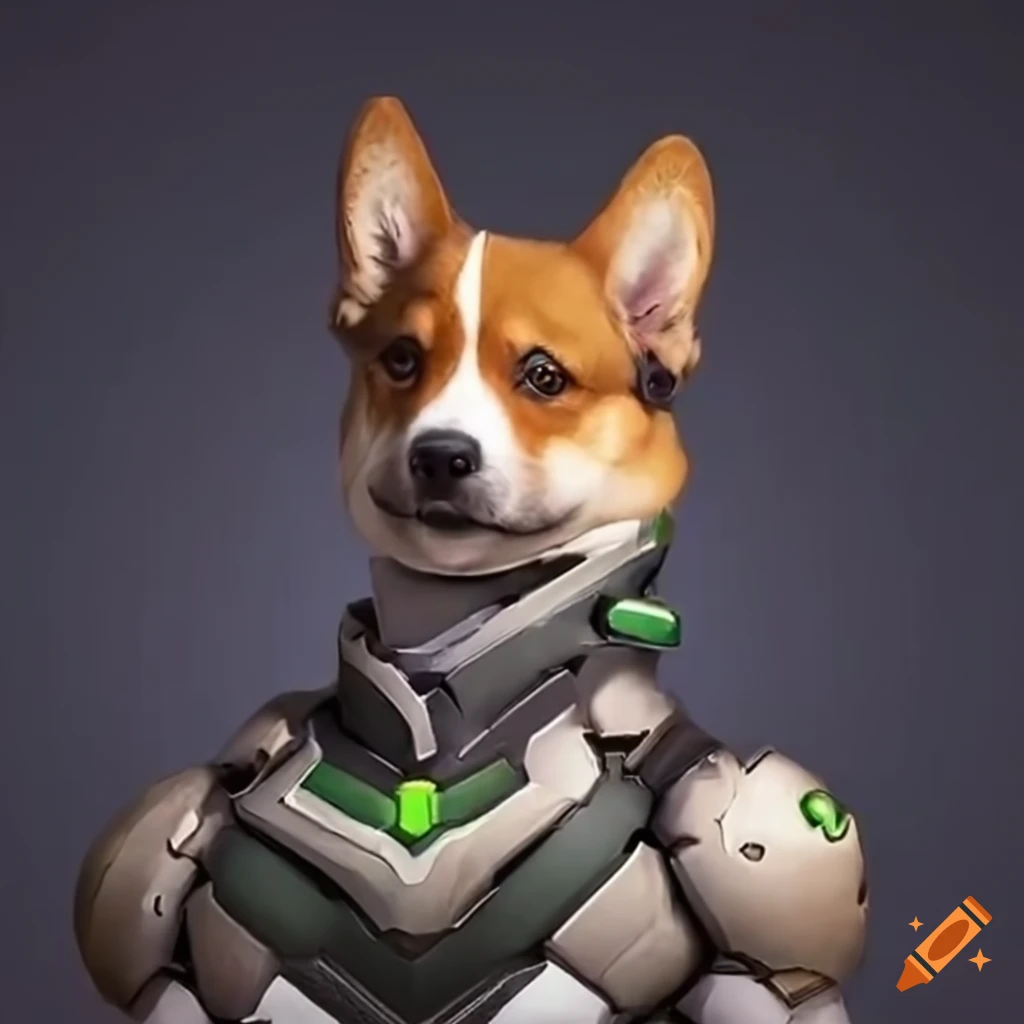Overwatch Genji cosplaying as Ein from Cowboy Bebop on Craiyon
