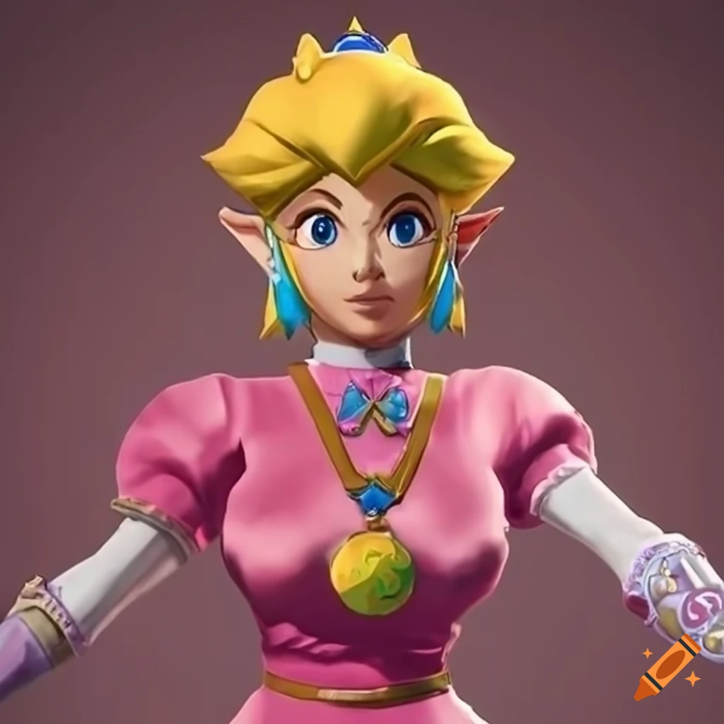 Link from the legend of zelda in a detailed shot wearing a pink silk ...