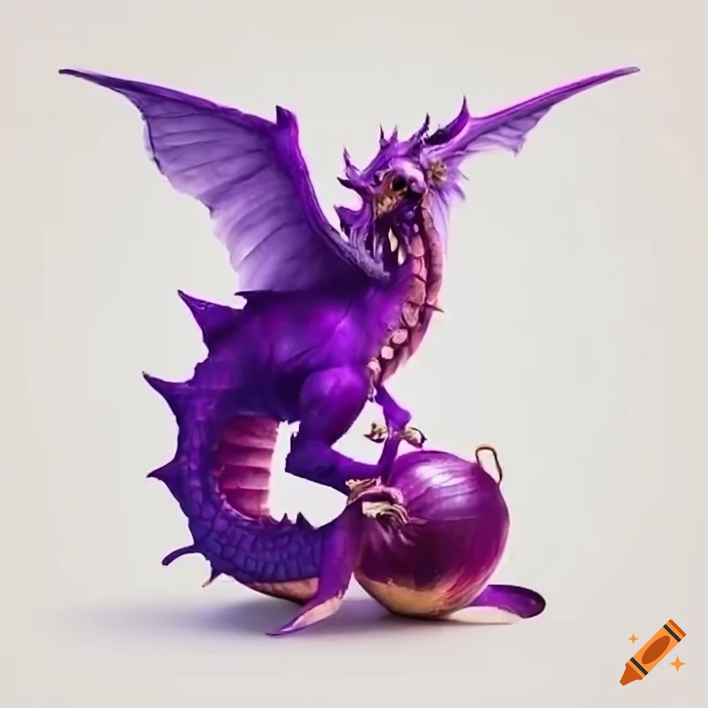 Purple dragon made with onions on Craiyon