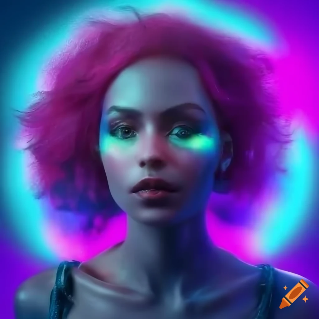 Mixed eclectic beauty with glowbow sculptural costumes in a blue sky on ...