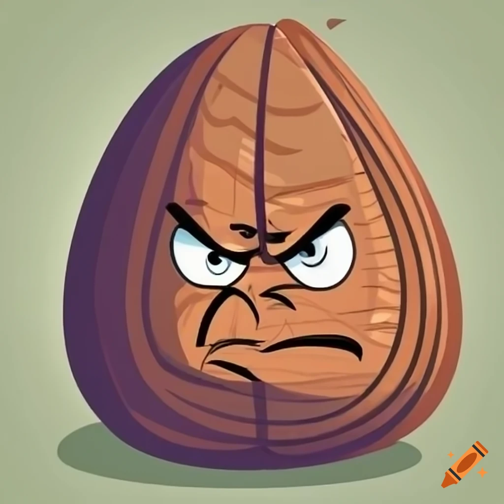 Angry cartoon almond character on Craiyon