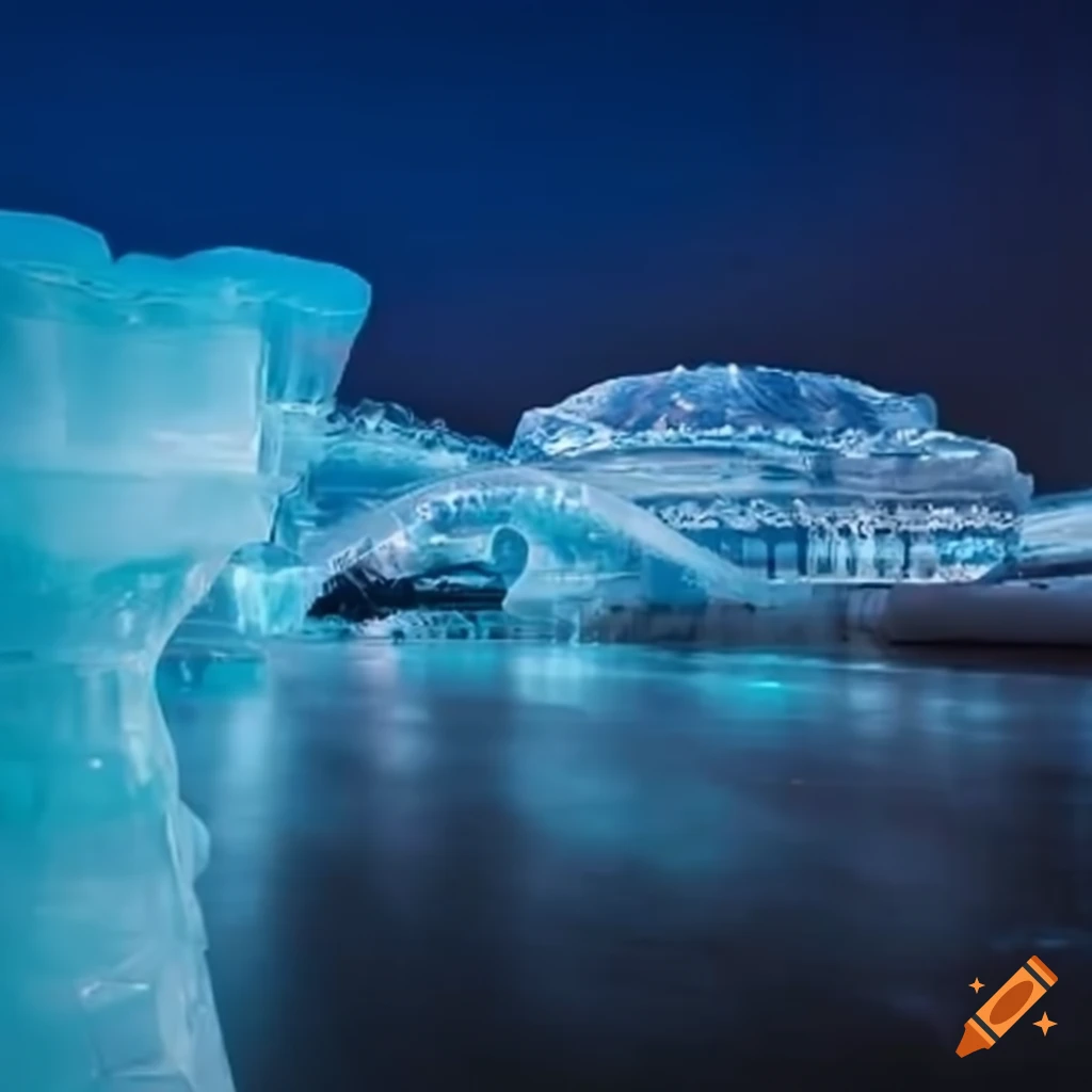 Futuristic ice-themed town on Craiyon