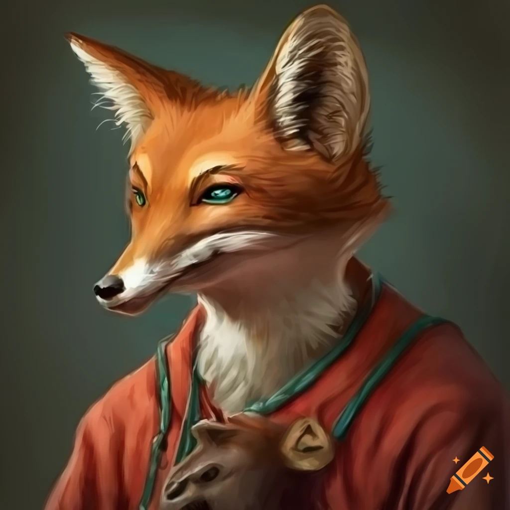 Anthropomorphic fox medieval shopkeeper in fantasy setting on Craiyon