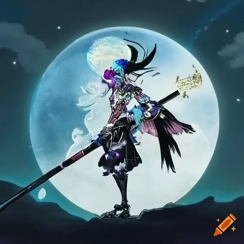 Luxury sun and moon fusion with scarecrow, god, and gears in ukiyo-e ...