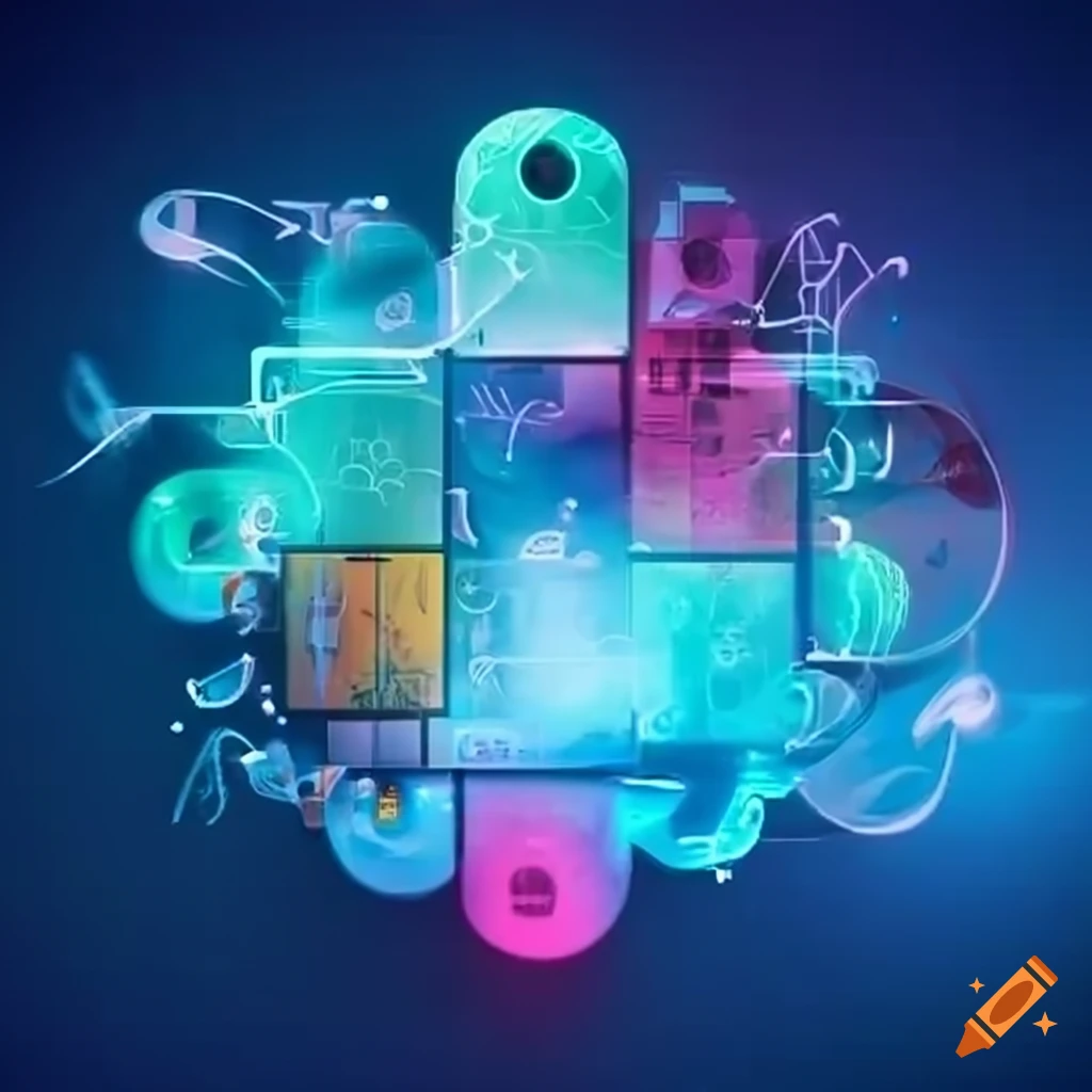 Innovative team brainstorming ideas for tech startup around digital ...