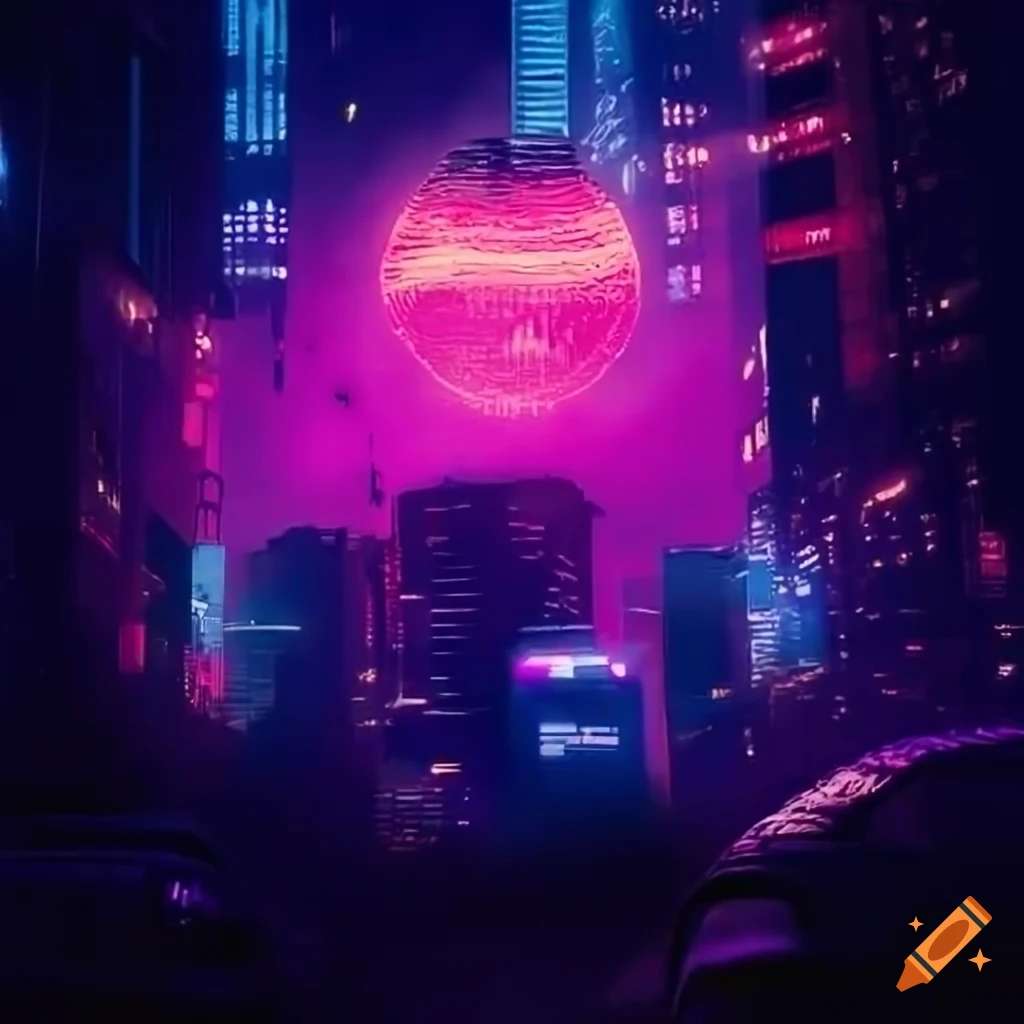 Cyberpunk city balcony scene on Craiyon