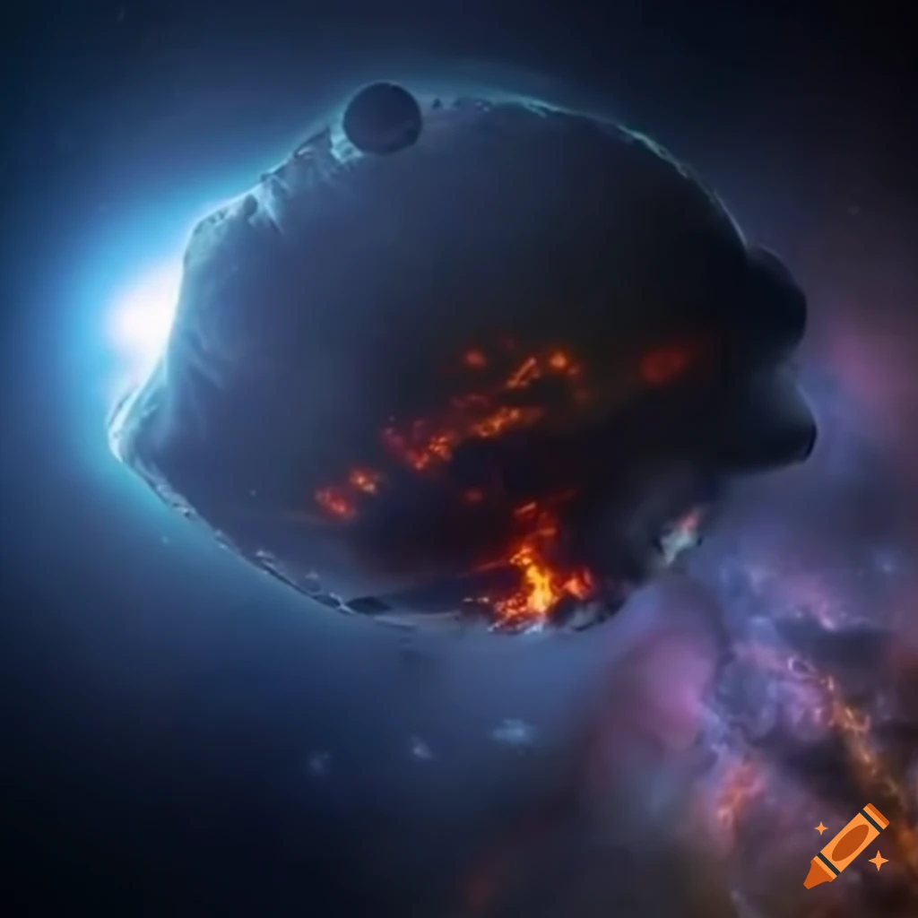 Sleek starship exploding above a planet in space on Craiyon