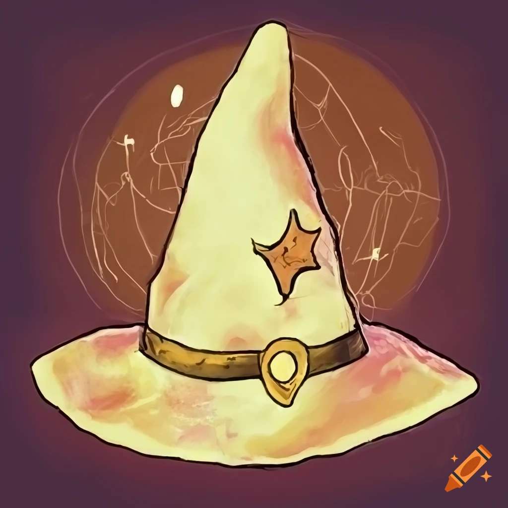 Illustration of a wizard's hat in illuminated style on Craiyon