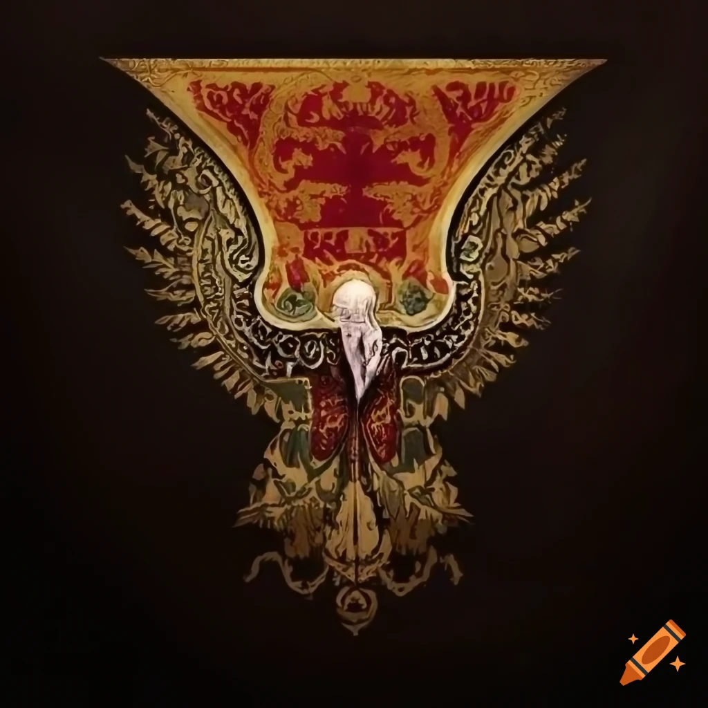 Flag of the archadian empire with arcane symbols on Craiyon