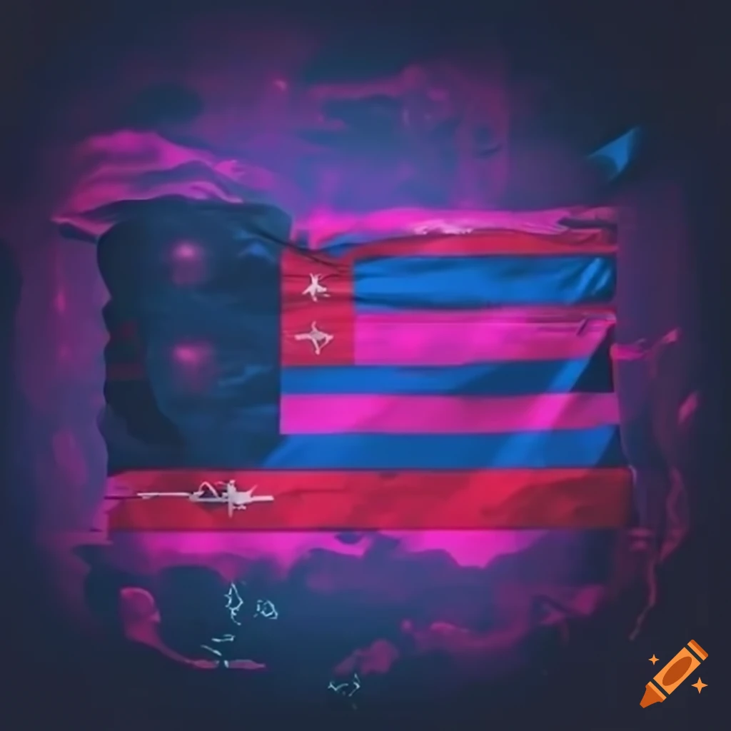 Cyberpunk style flag of a country on Craiyon
