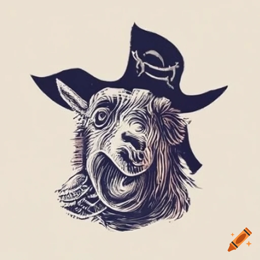 Pirate goat linocut on Craiyon