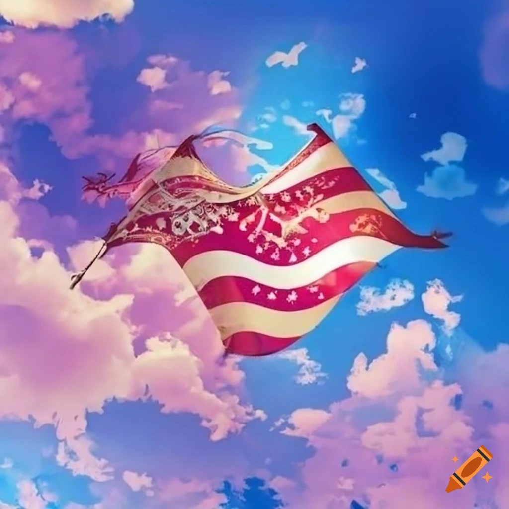 Beautifully designed flag with intricate cloud symbols on Craiyon