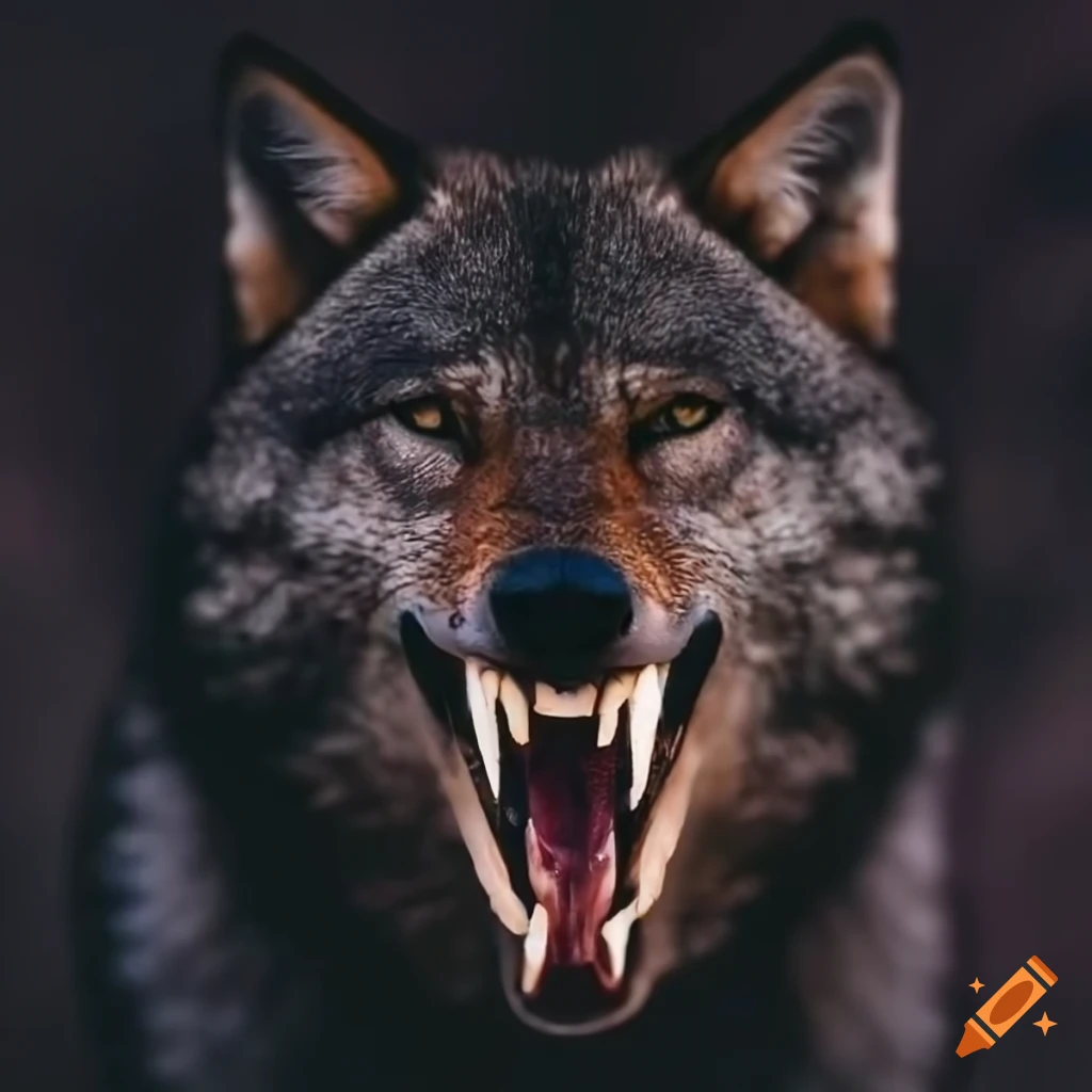 Silhouette of wolf teeth on Craiyon