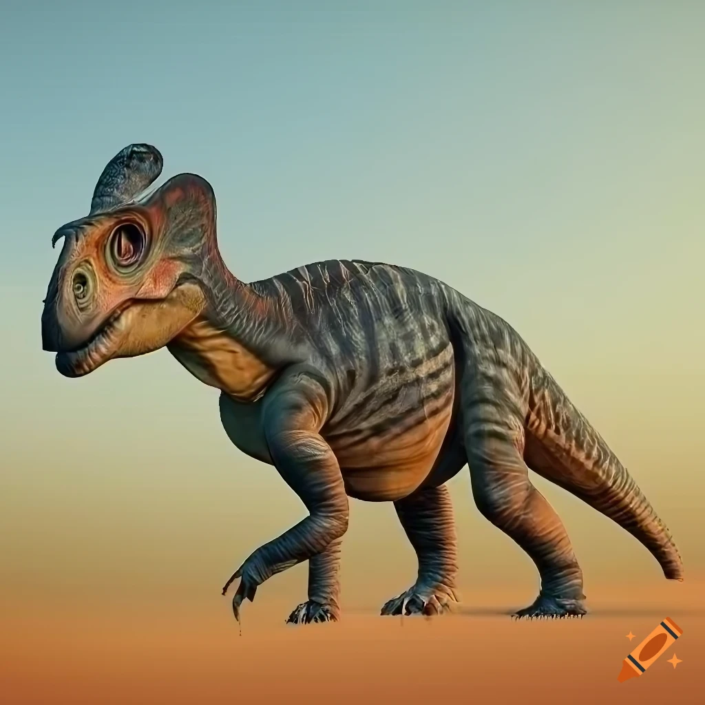 Detailed photorealistic Hadrosaurus dinosaur in warm morning light on ...