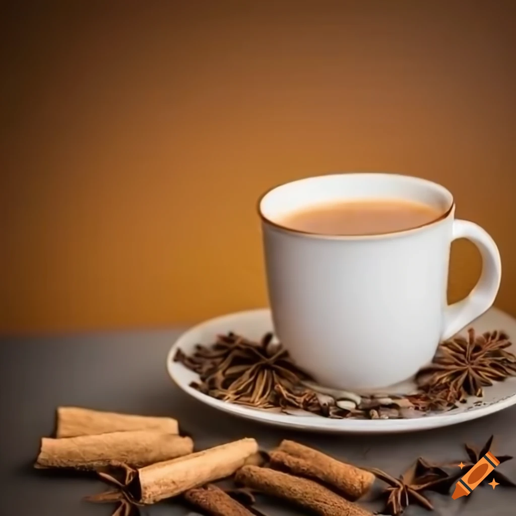 Cup of masala chai with peaceful background on Craiyon