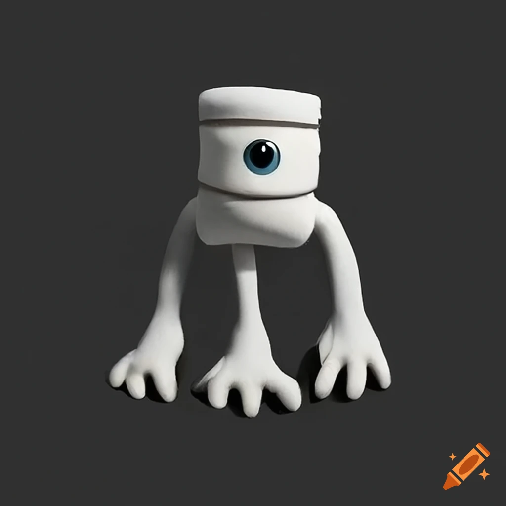 Adorable marshmallow monster with puffy body, big teeth, and big eyes ...