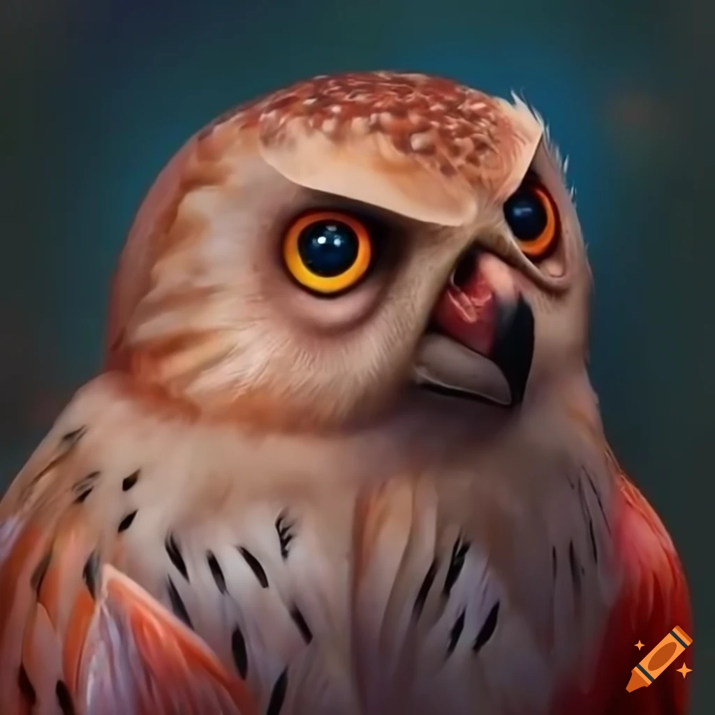 Photorealistic mythical creature combining features of a flamingo and ...