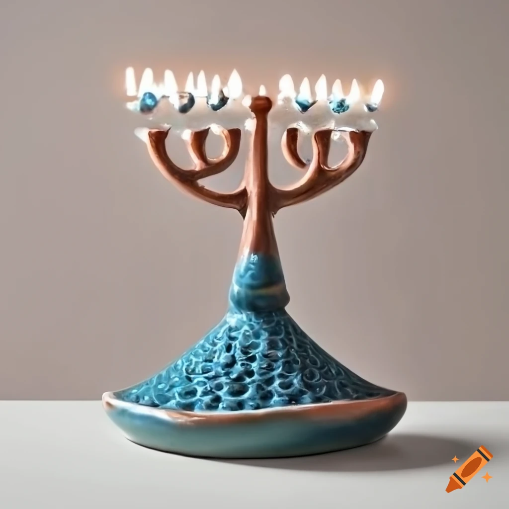 Handmade ceramic menorah in mid century modern style on Craiyon