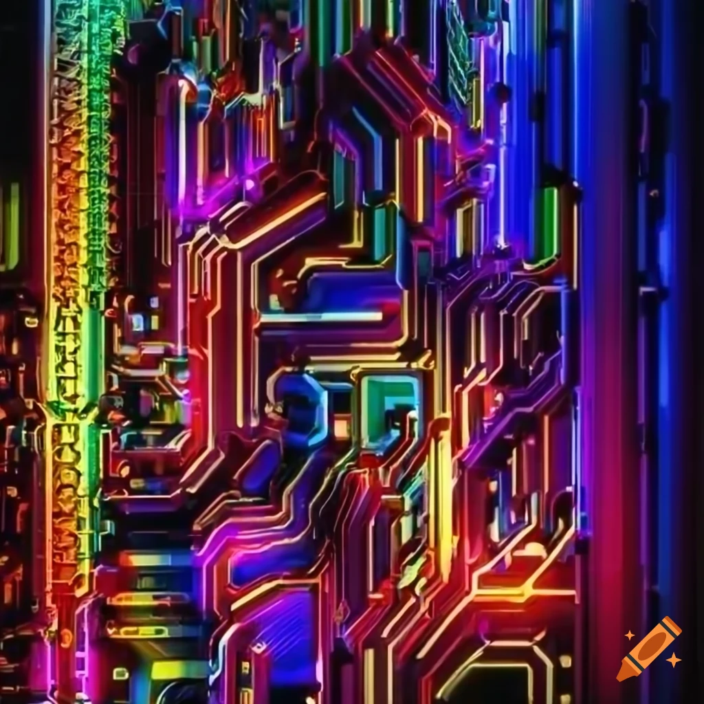 Vibrant multicolor circuit design on Craiyon