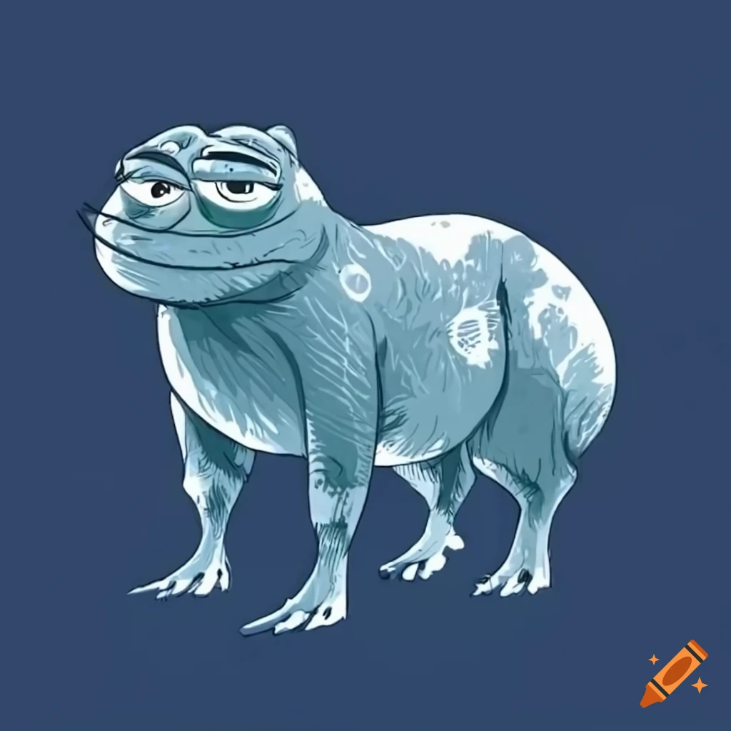 Hybrid blueprint of capybara and pepe the frog on Craiyon