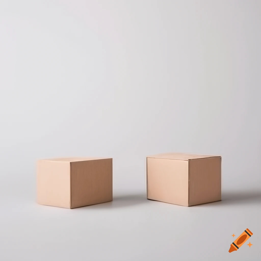 Two minimalist boxes on a neutral gray background on Craiyon