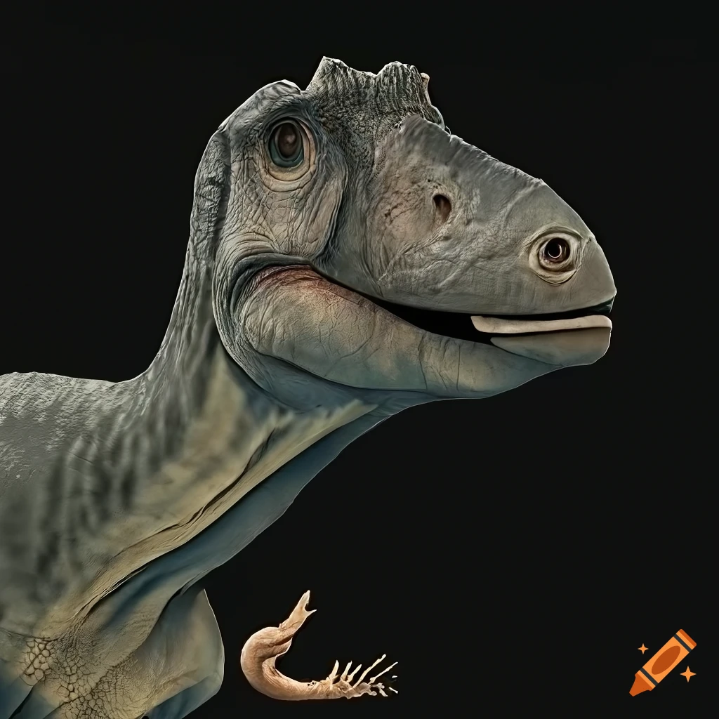Photorealistic Hadrosaurus dinosaur with intricate striped color ...