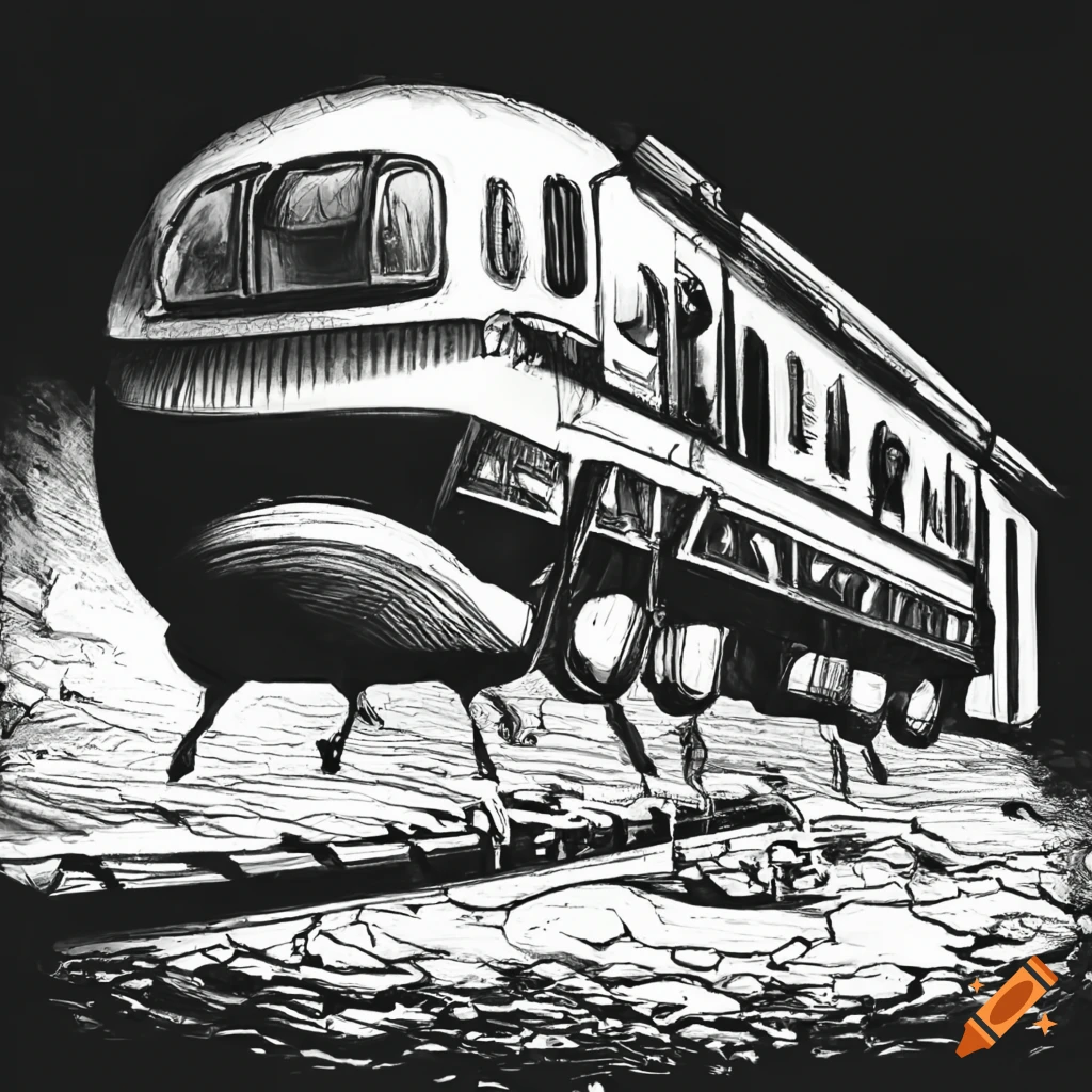 Black and white space train on Craiyon