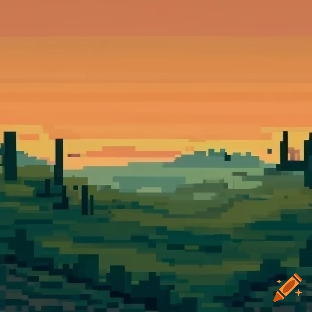 Pixel art side view of a tuscany landscape on Craiyon