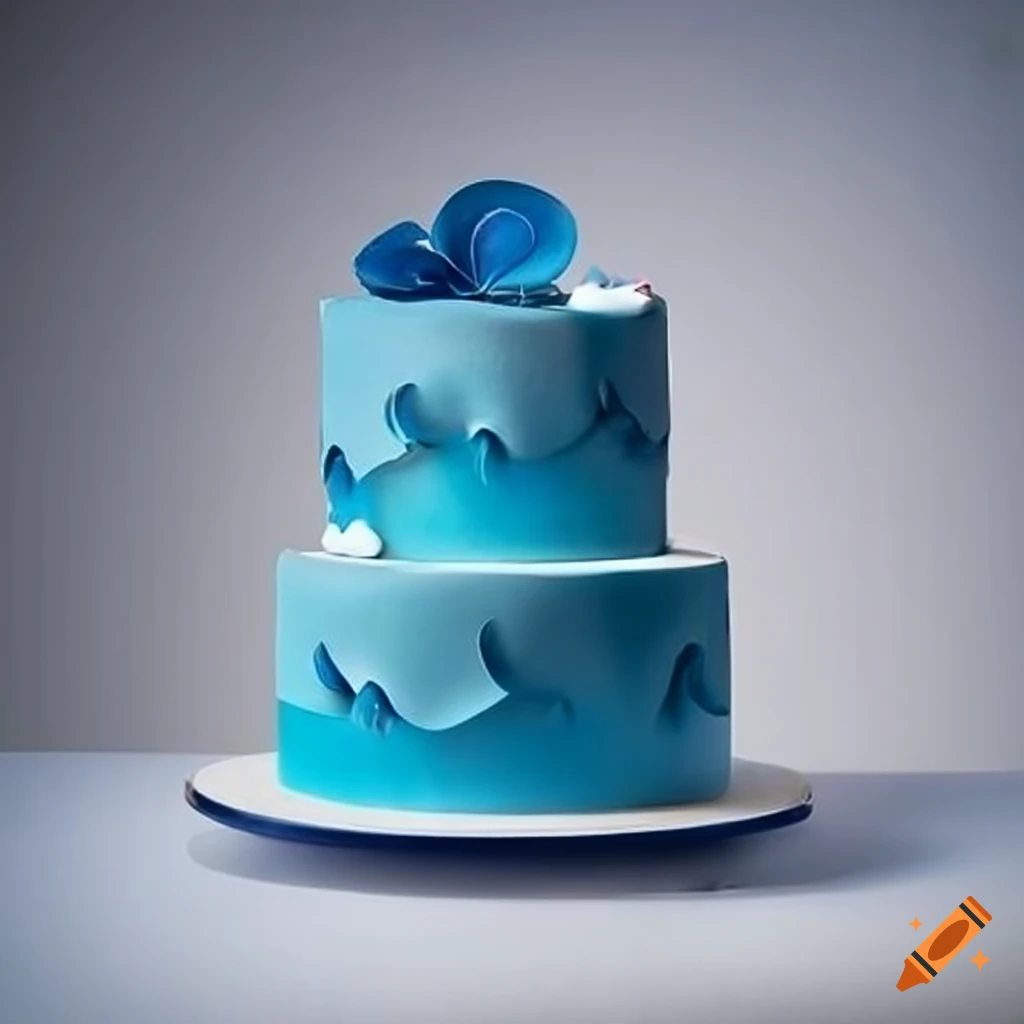 Blue creative cake design for a corporate event on Craiyon
