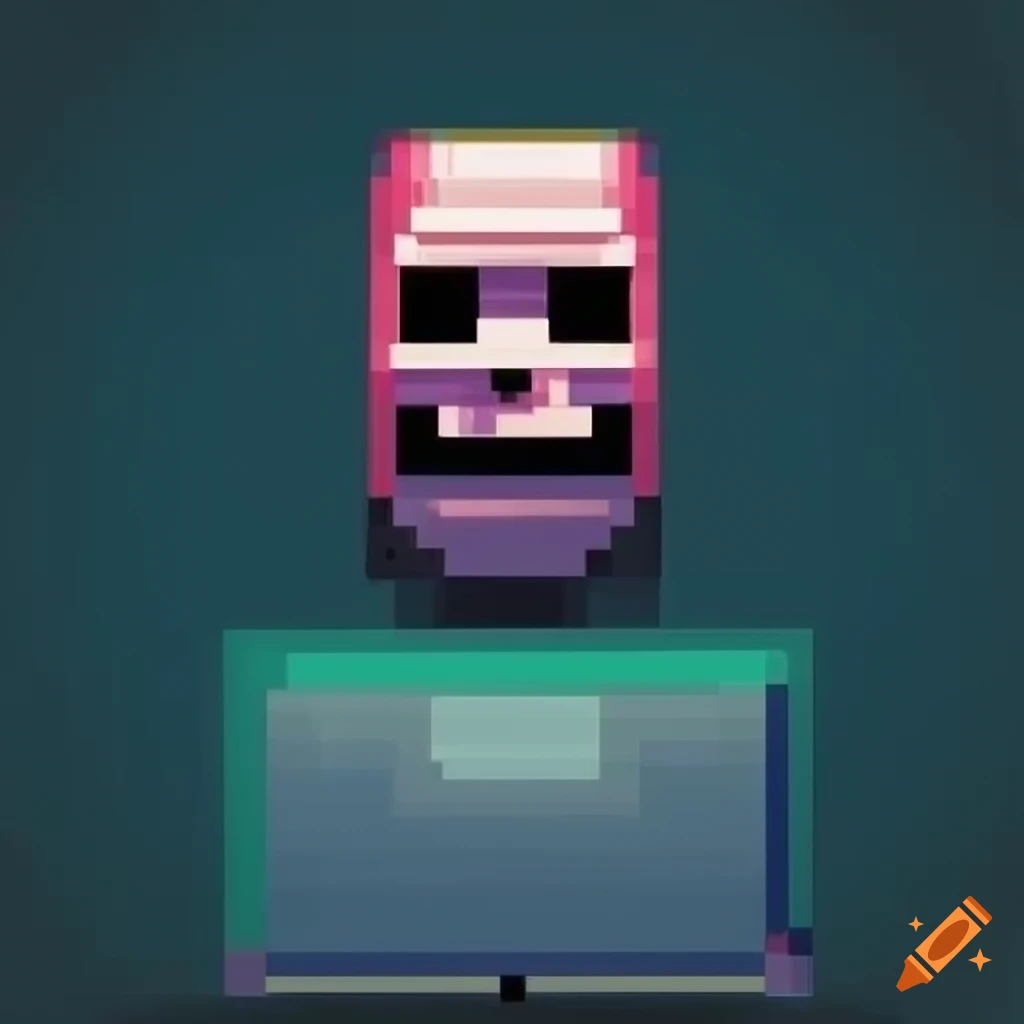 32 bit pixel art computer hacker character on Craiyon