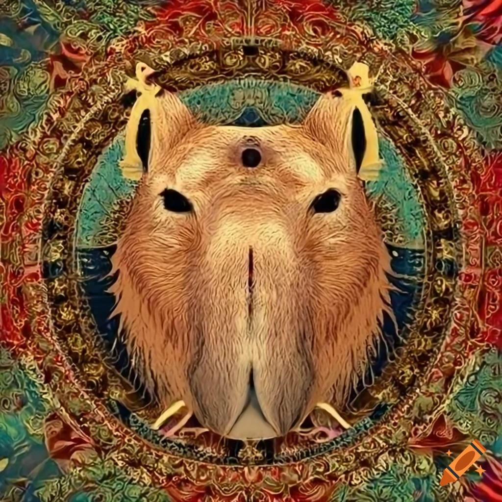 Symmetric capybara mandala art on Craiyon