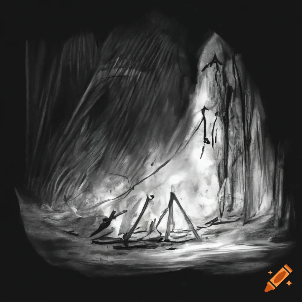 Charcoal and pencil scene depiction with space for writing on Craiyon