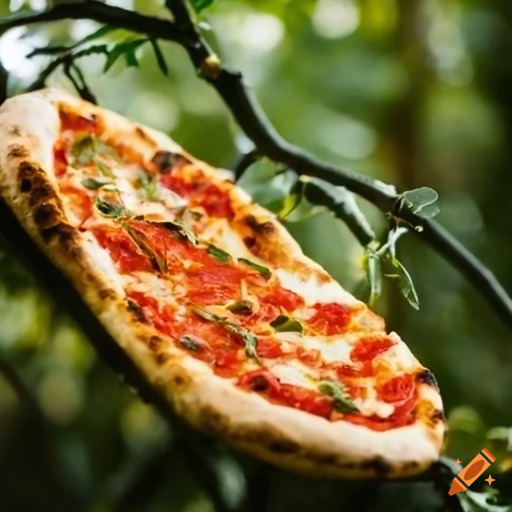 Pizza tree with pizza slices growing on branches on Craiyon