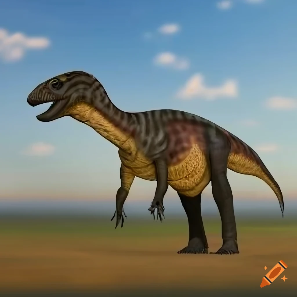 Hefty Hadrosaurus dinosaur in its natural prehistoric environment on ...