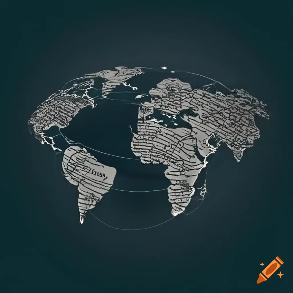 World map with interconnected lines on Craiyon