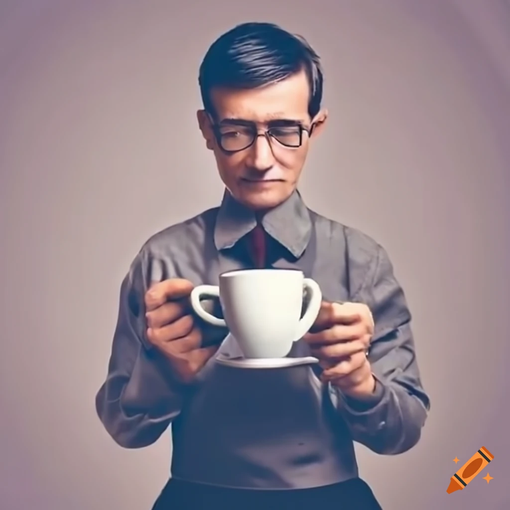 Employee late for work with a cup of coffee on Craiyon