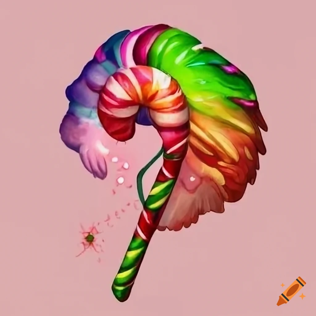 Adorable creature with wings and horns holding a festive lollipop and ...