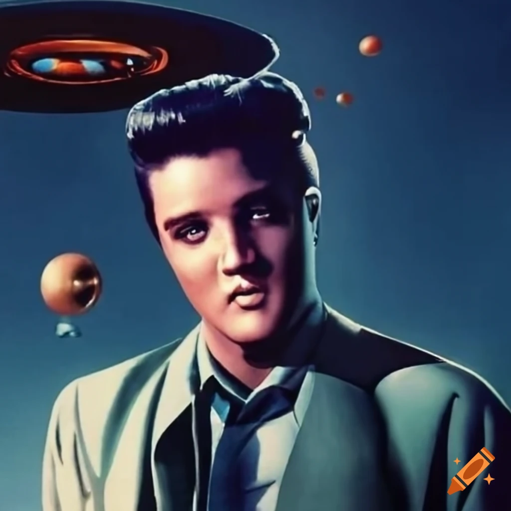 Elvis presley in a flying saucer on Craiyon