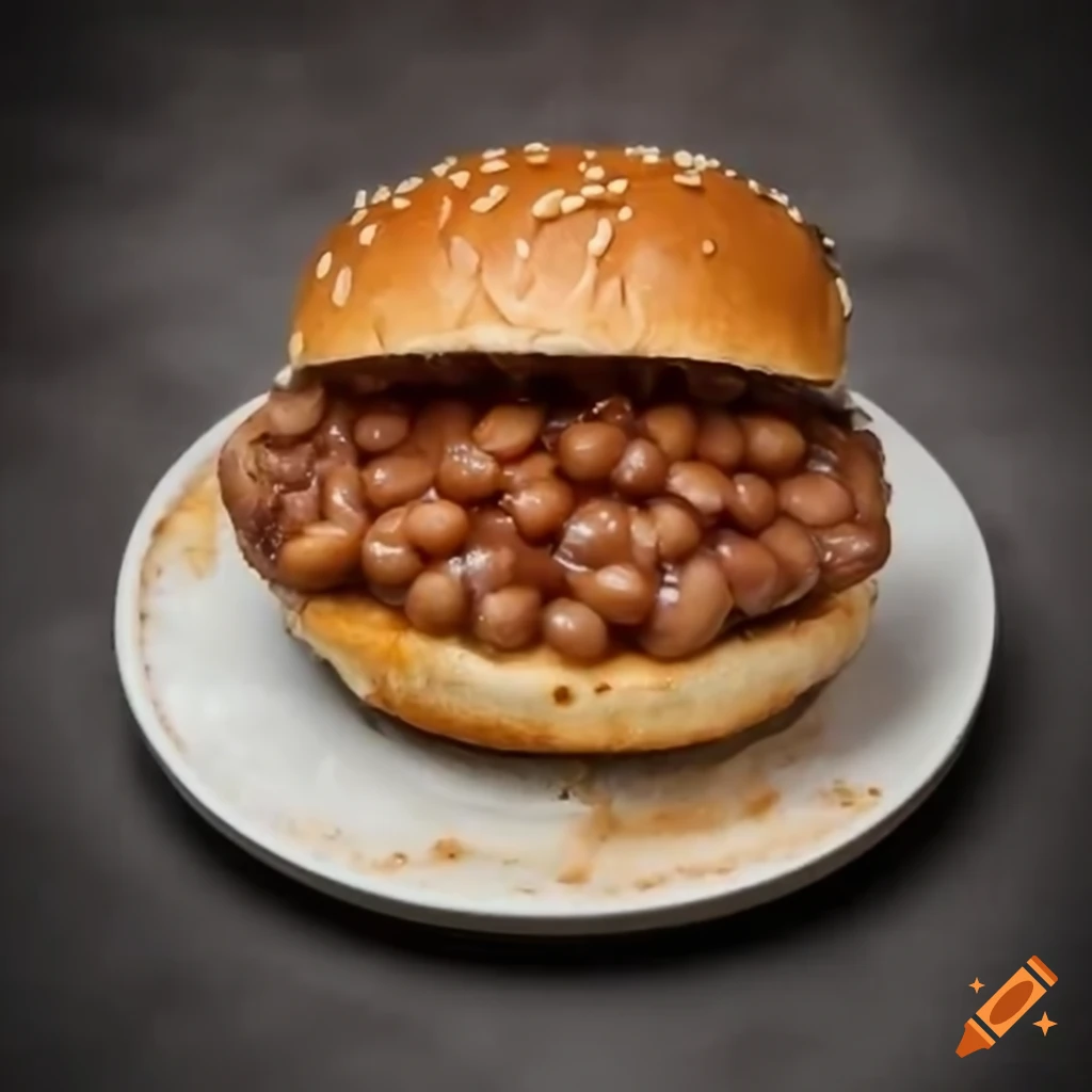 Delicious baked bean burger on Craiyon