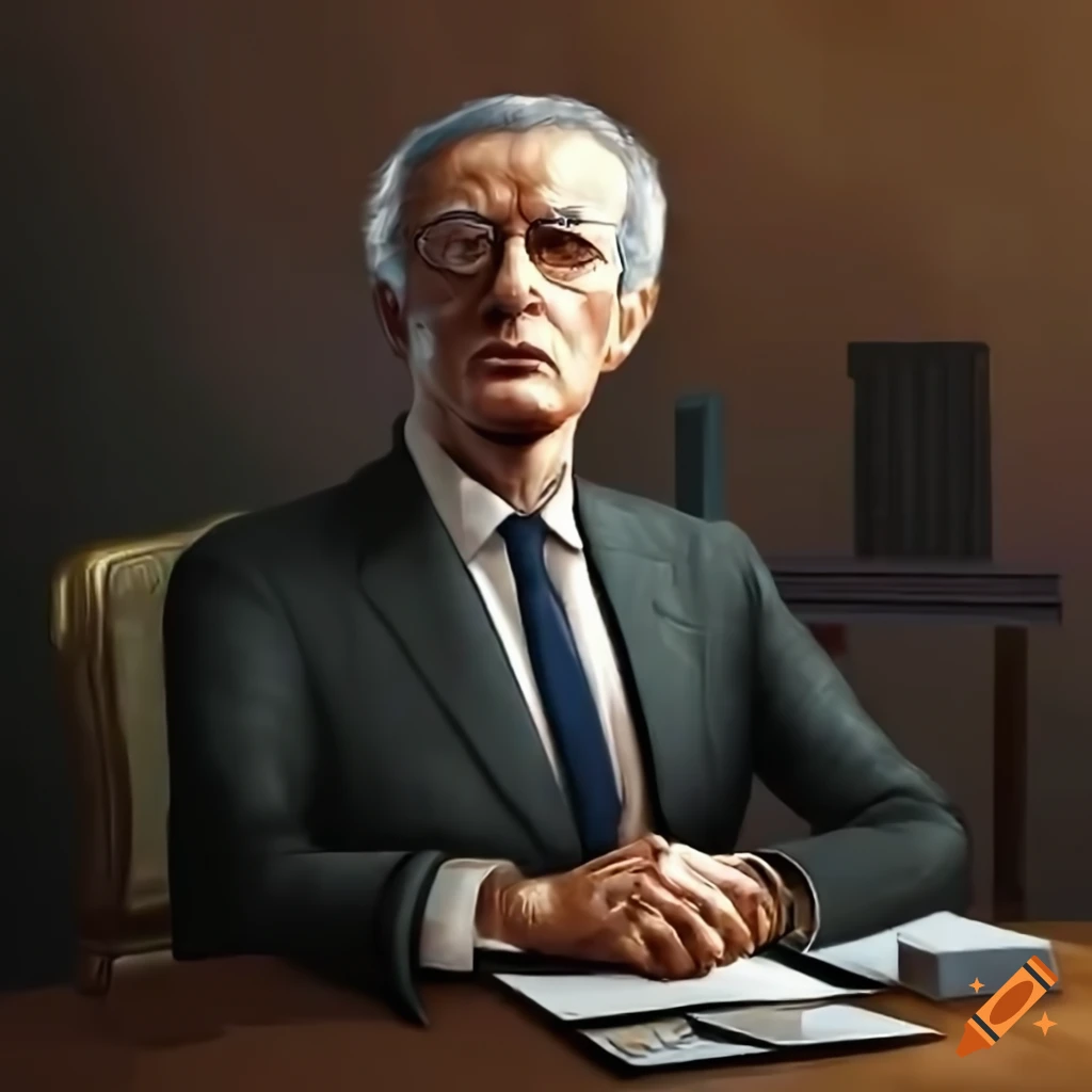 French president working in his office in realistic digital art on Craiyon