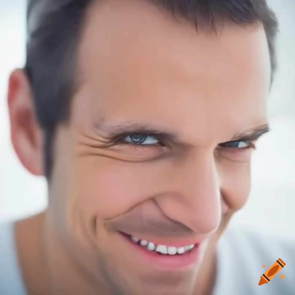 Smiling man with a creepy expression on Craiyon