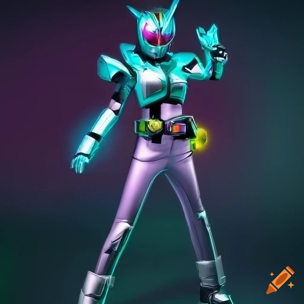 Photorealistic symmetrical female kamen rider on Craiyon
