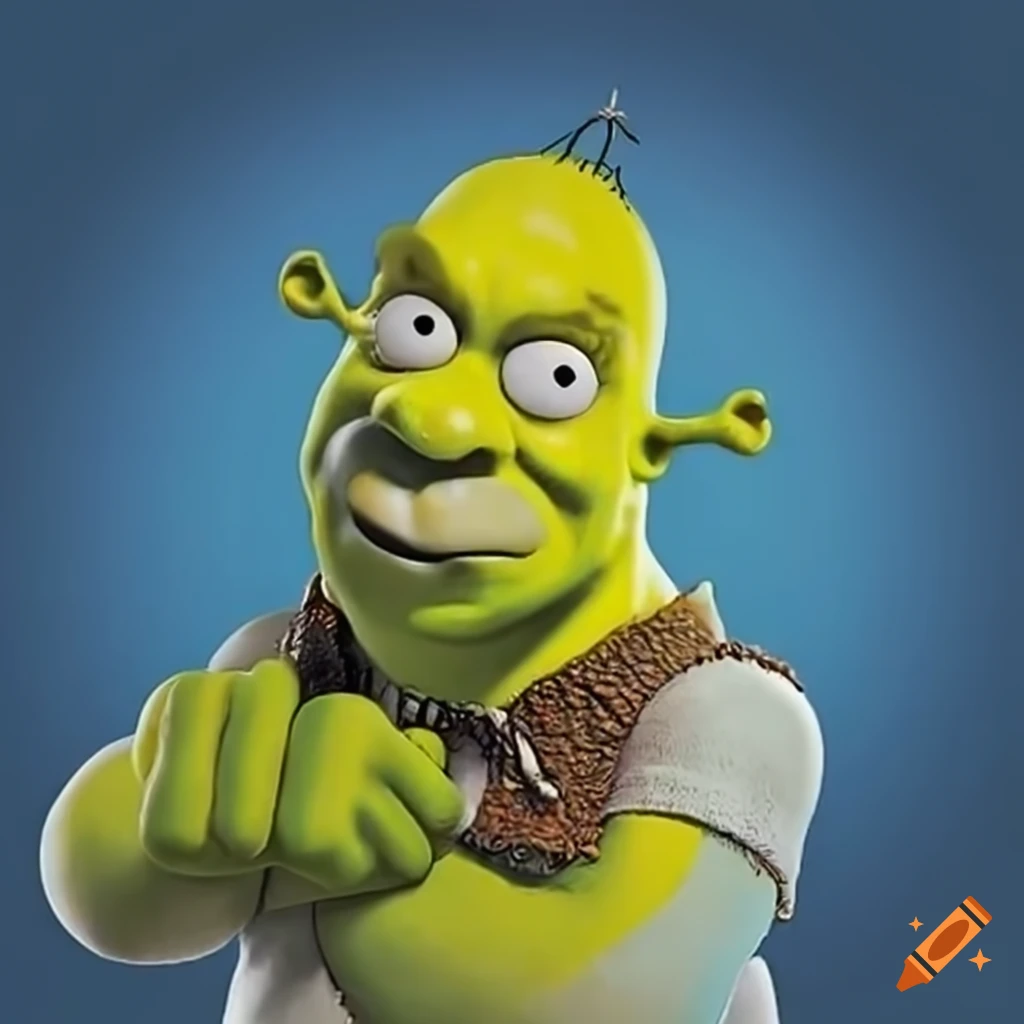 Depiction of shrek and homer simpson in a humorous scene on Craiyon