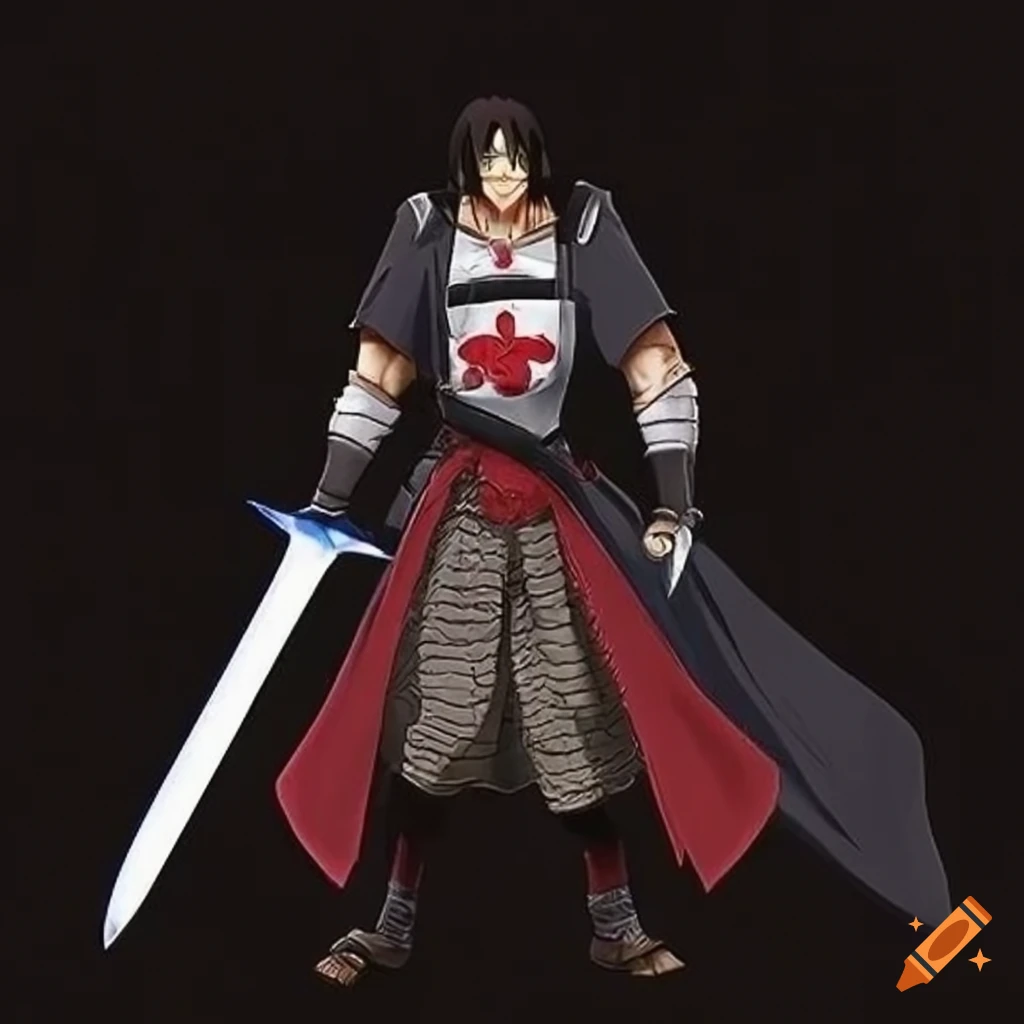 Itachi anbu fusion trevor belmont in templar knight armor with buster sword on Craiyon