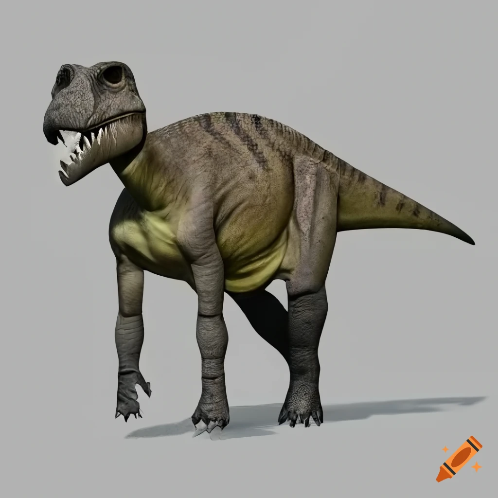Photorealistic Hadrosaurus dinosaur with intricate striped color ...