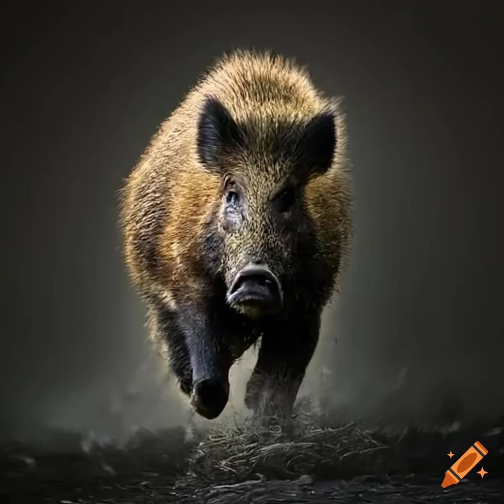 Wild boar running on Craiyon