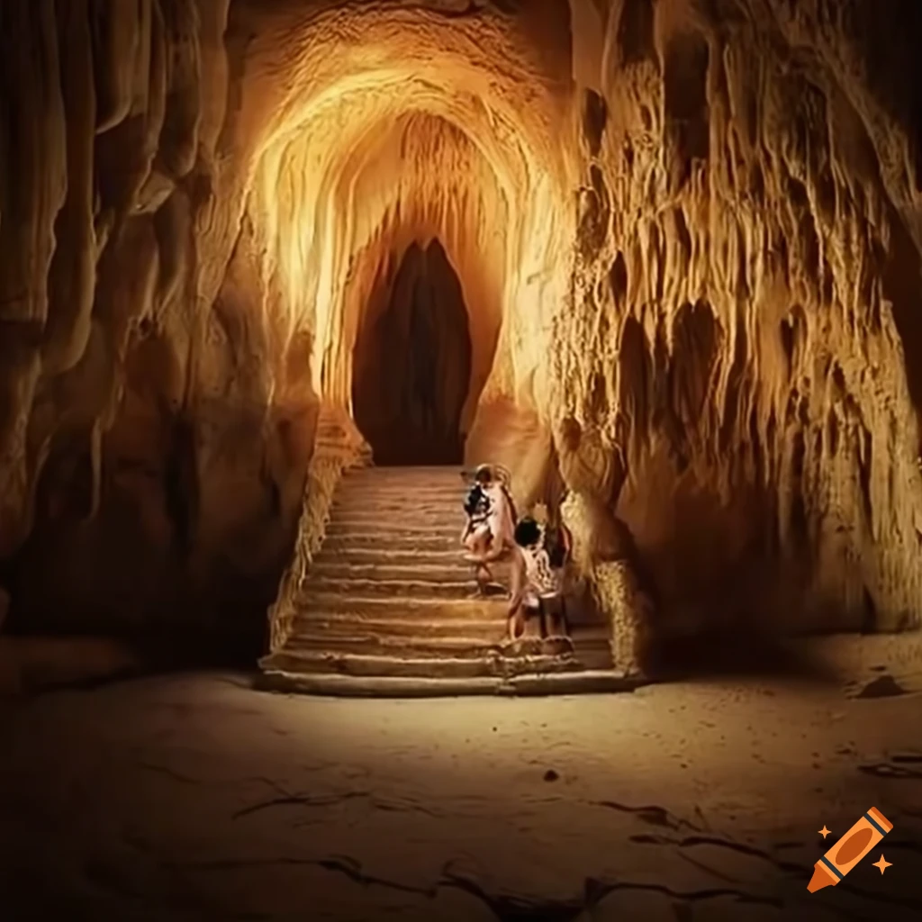 People time traveling to a sacred cave in ancient Greece on Craiyon
