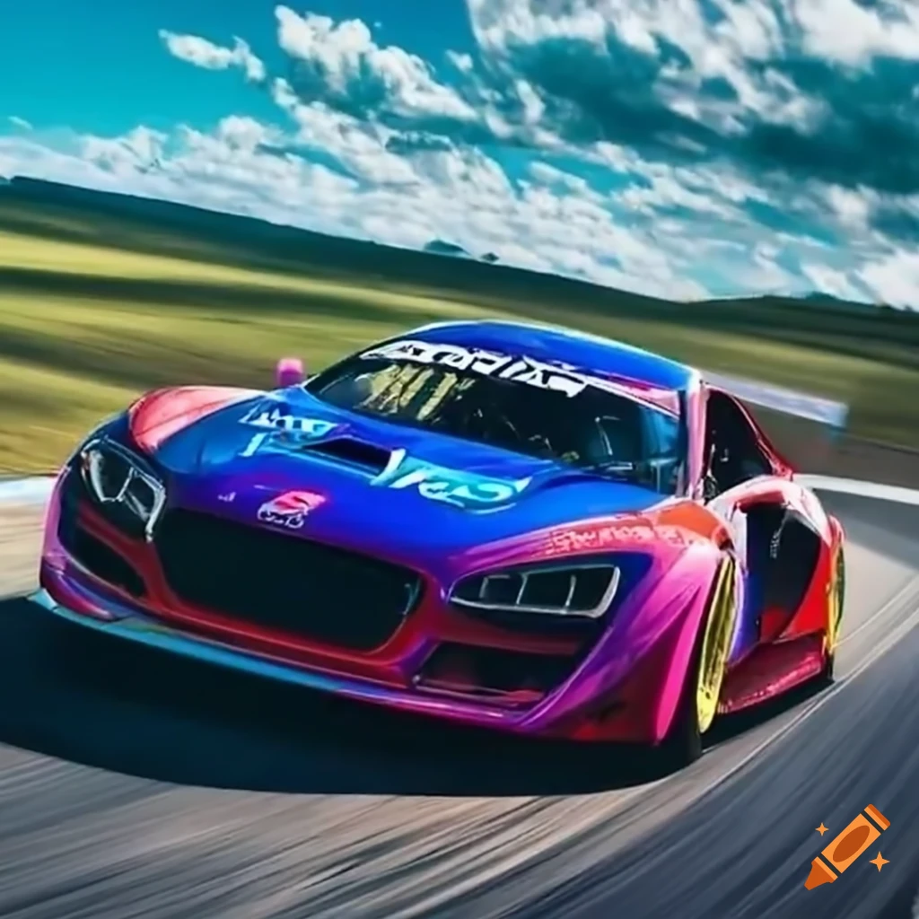 Highly detailed grand prix racing on a highway on Craiyon