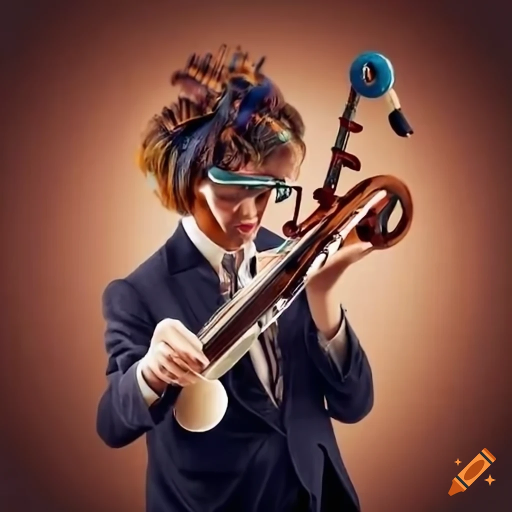 Eccentric music teacher conducting class in a shared school classroom ...